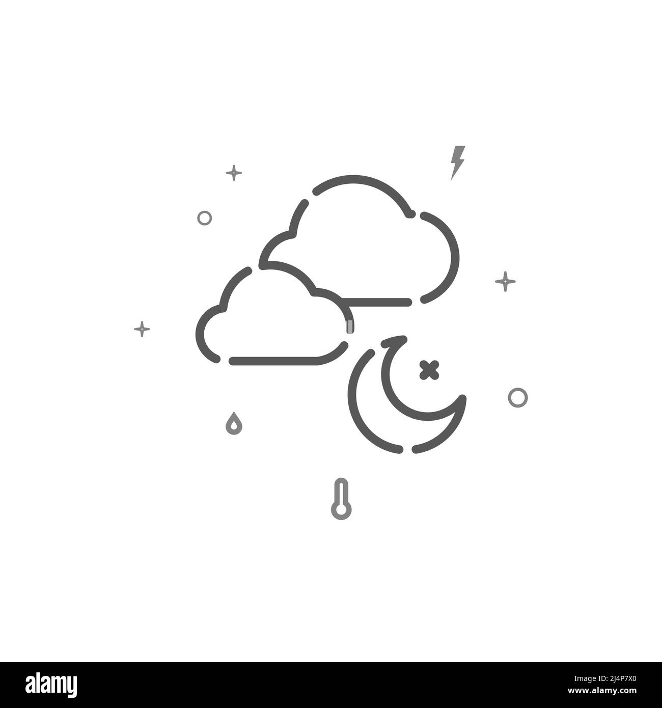 Nuit claire, lune et étoiles météo simple vecteur ligne icône, symbole ...