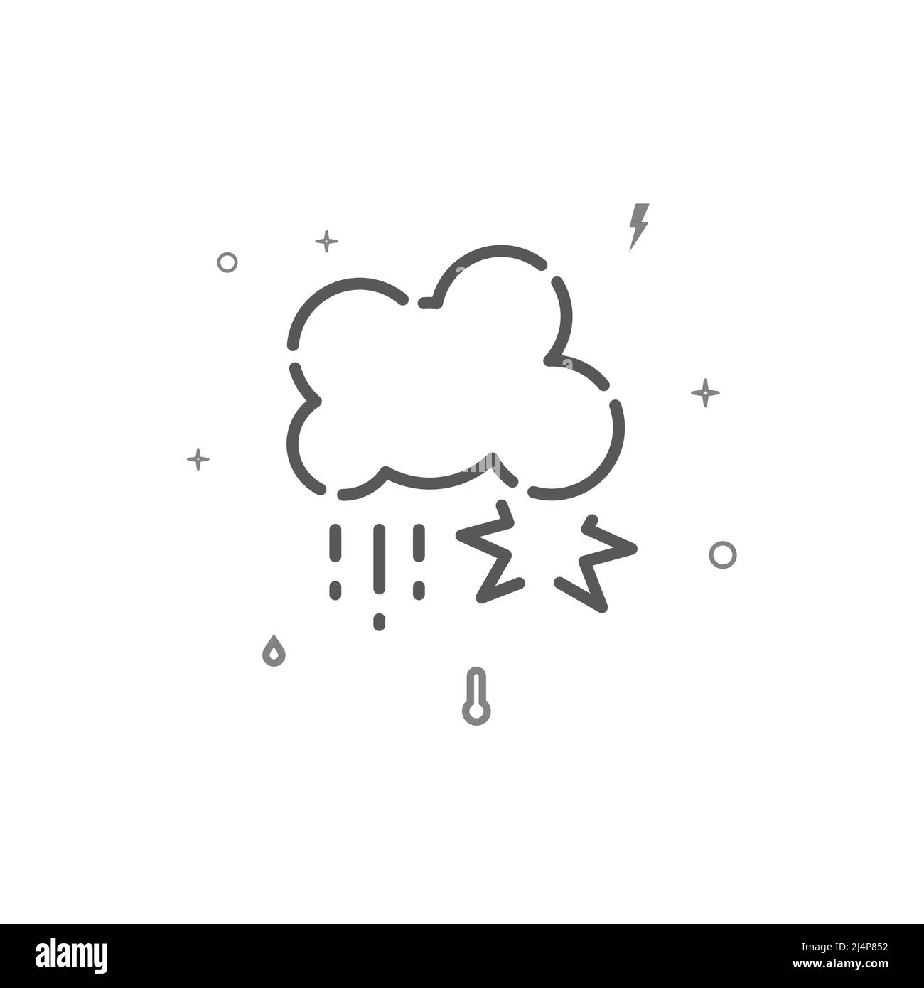 Orage simple vecteur ligne icône, symbole, pictogramme, signe isolé sur ...