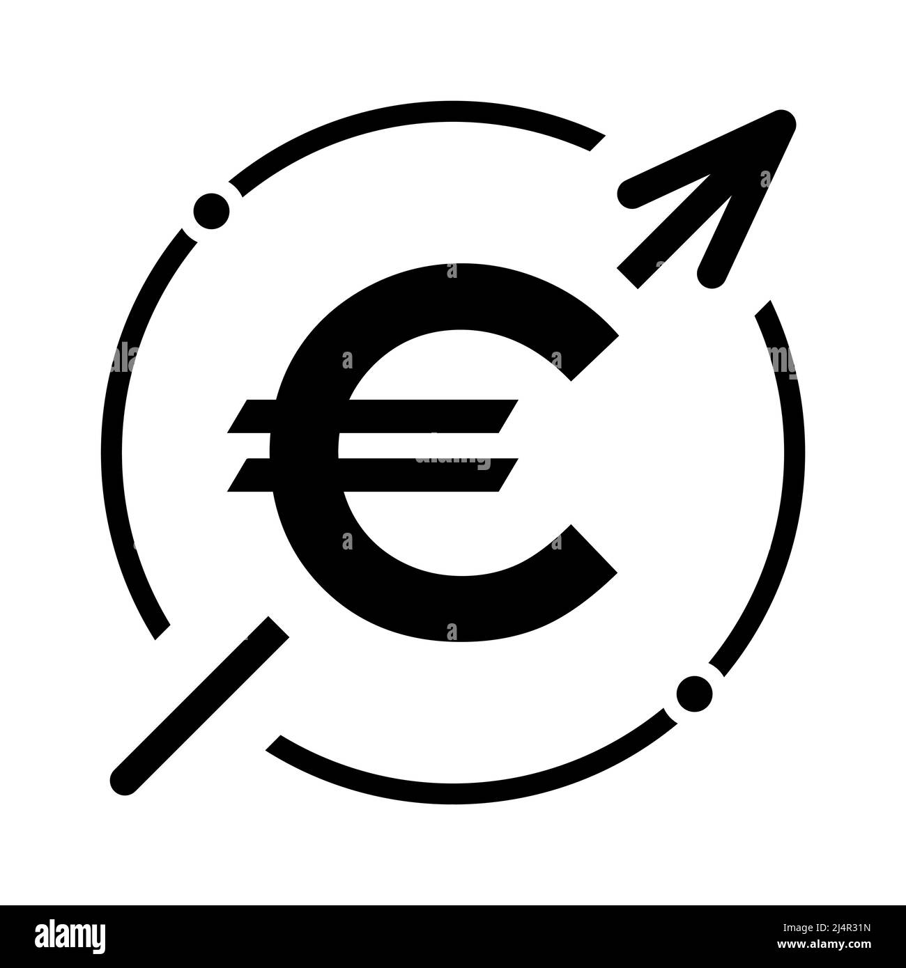 Symbole de coût euro icône d'augmentation.Symbole de vecteur de revenu ...