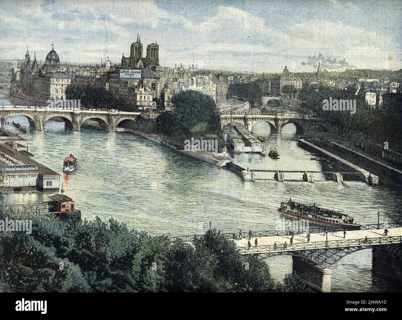 'Vue sur Paris, la Seine, l'ile de la Cité en 1892' (vue sur le centre ...