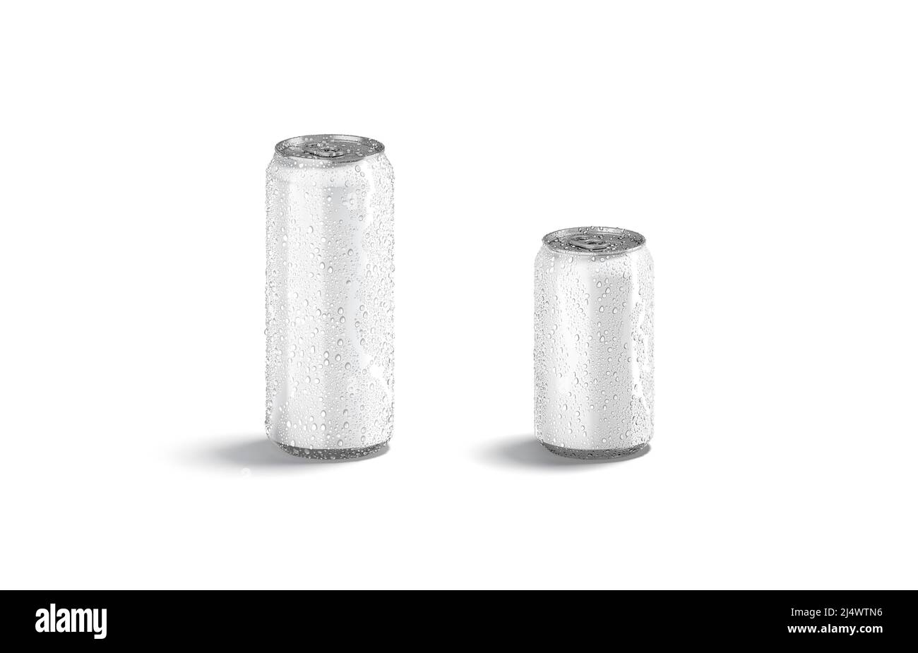 Canette blanche à 330ml et 500ml soda vierge avec maquette de gouttes ...