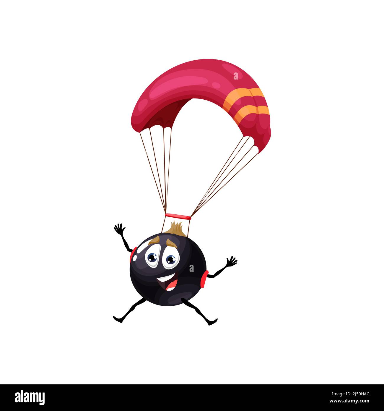 Caricature de caractère cassis mignon avec parachute, baie vecteur sur ...