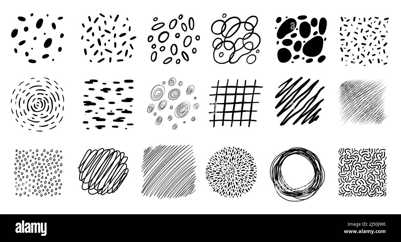 Éléments graphiques et motifs de texture de dessin à hachurage brut ...