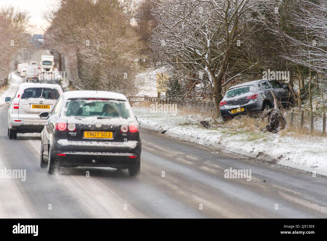 Une voiture s'est écrasée sur la A703 près de la ville de Peebles, aux ...