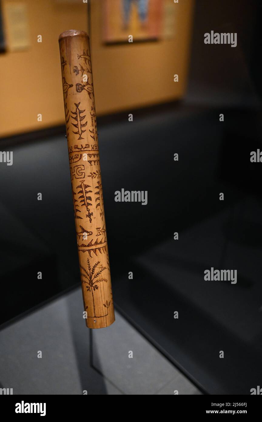 Flûte à nez en bambou transversale des îles Marquises, 19th siècle ...