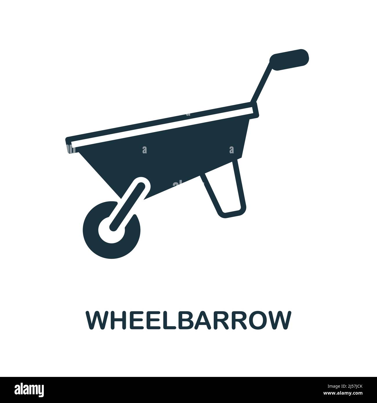 Icône de brouette. Icône monochrome de brouette simple pour les modèles ...