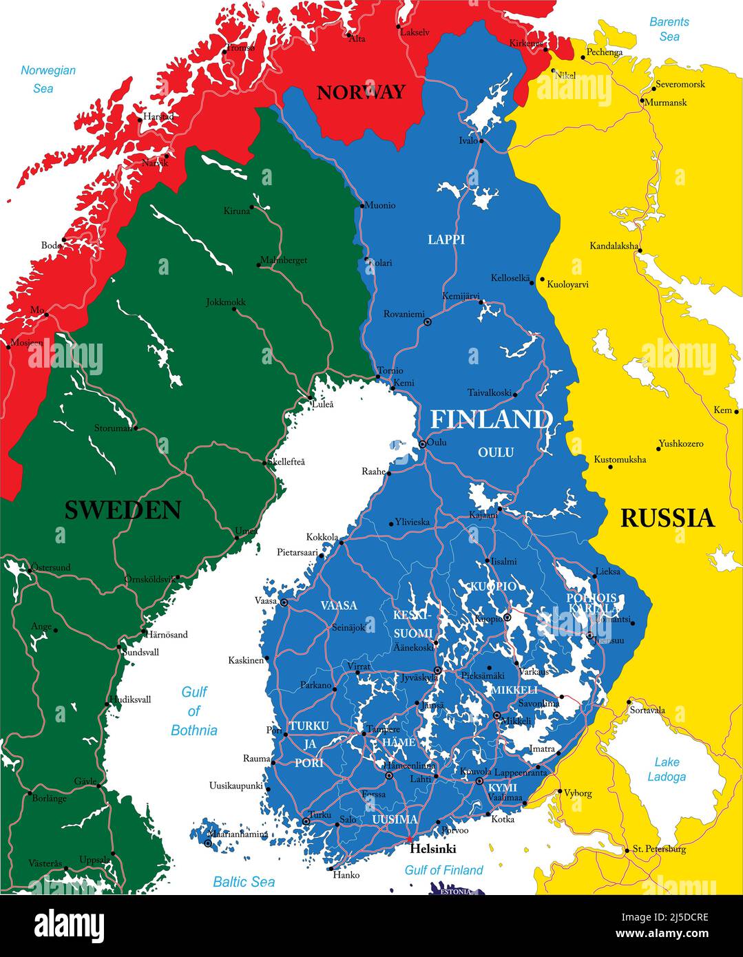 Finland russia map Banque d'images vectorielles - Alamy