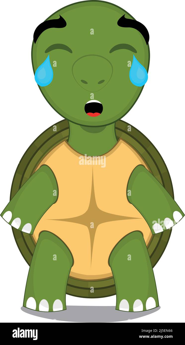 Illustration vectorielle d'une tortue de dessin animé avec une triste ...