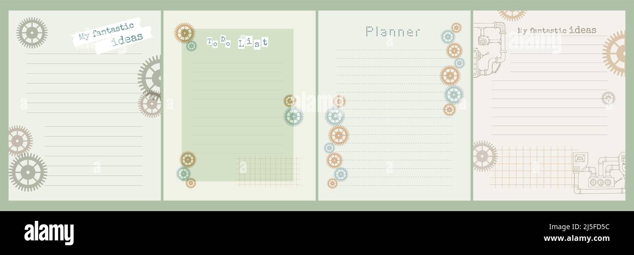 Steampunk Template Set Planner Fiche de rappel Notes, Mes idées ...