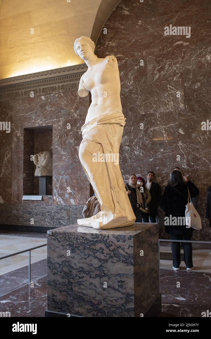 Paris, France, Musée du Louvre : Vénus de Milo, ancienne sculpture grecque de l'époque ...