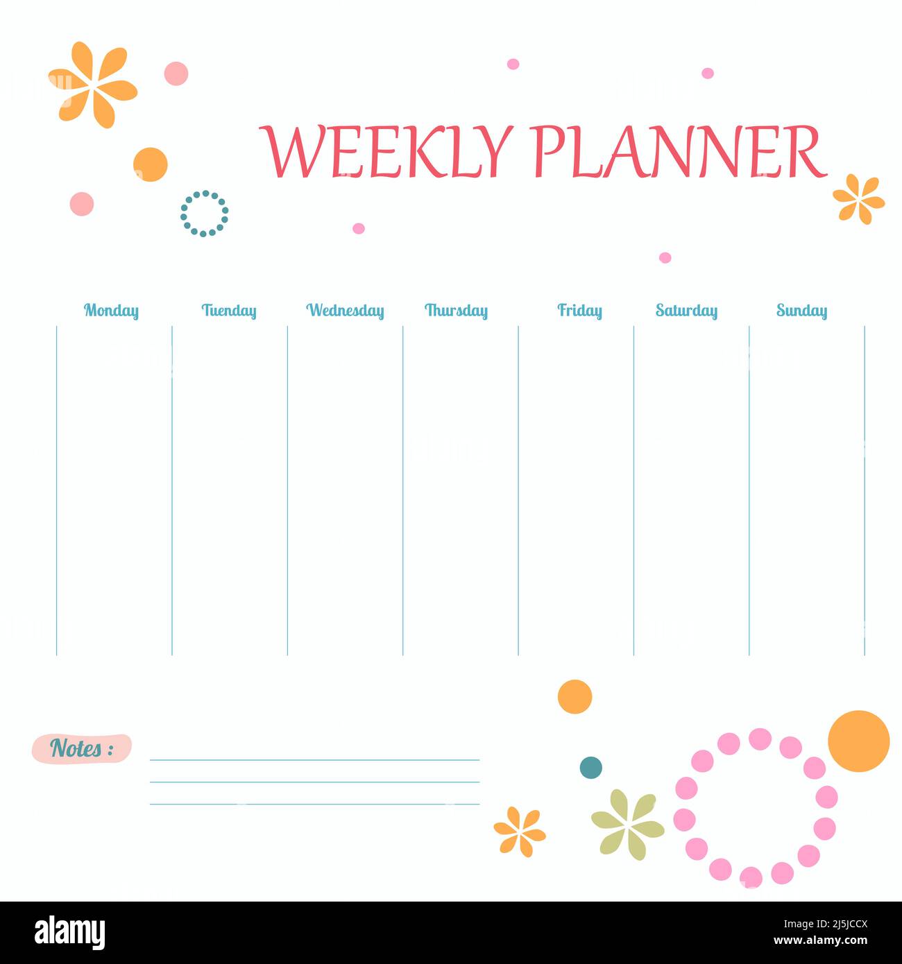 Printable weekly planner Banque de photographies et d’images à haute ...
