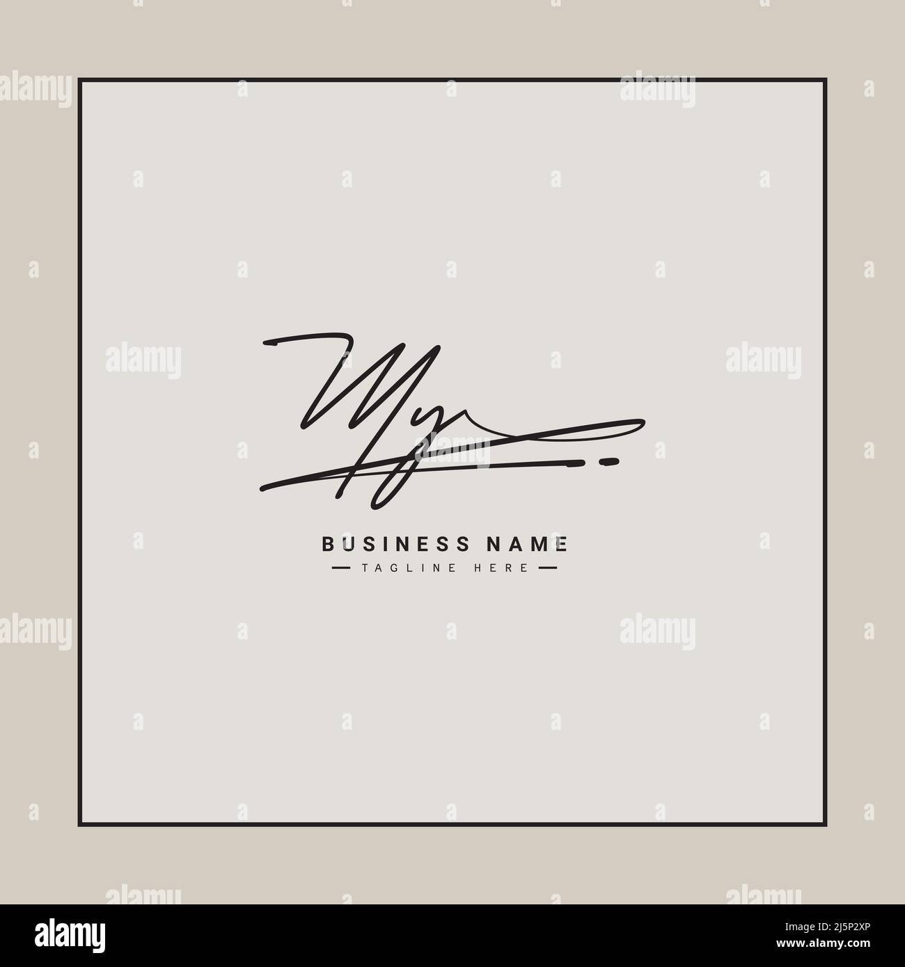 Lettre initiale MON logo - logo de style Signature dessiné à la main ...