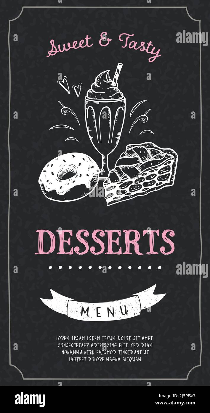 Carte de menu dessinée à la main, délicieux repas, super pour les menus ...