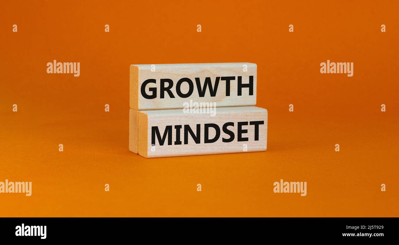 Symbole de l'état d'esprit de croissance. Blocs en bois avec des mots ...