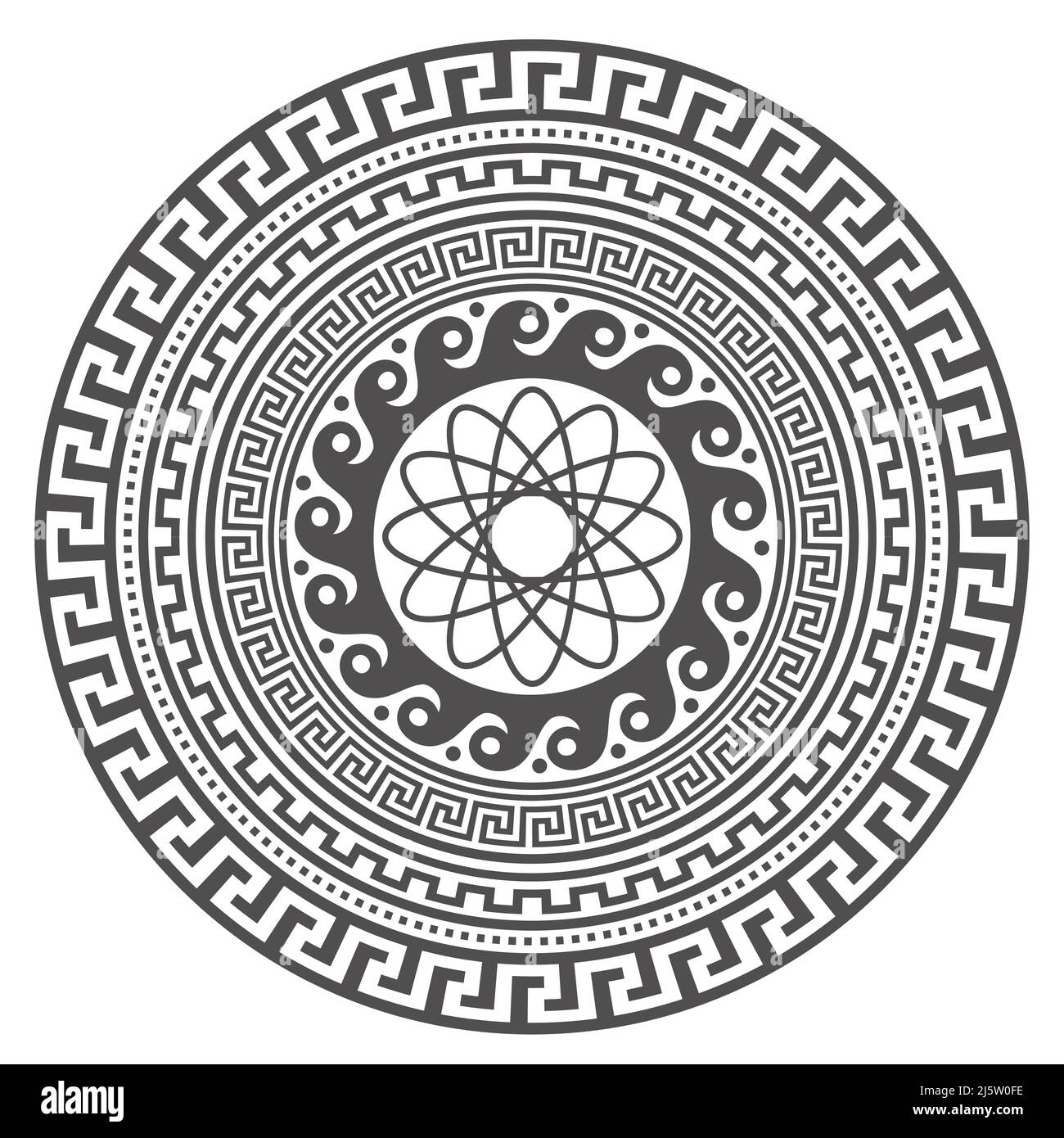 Motif cercle grec Mandala. Bordures rondes. Éléments de décoration ...
