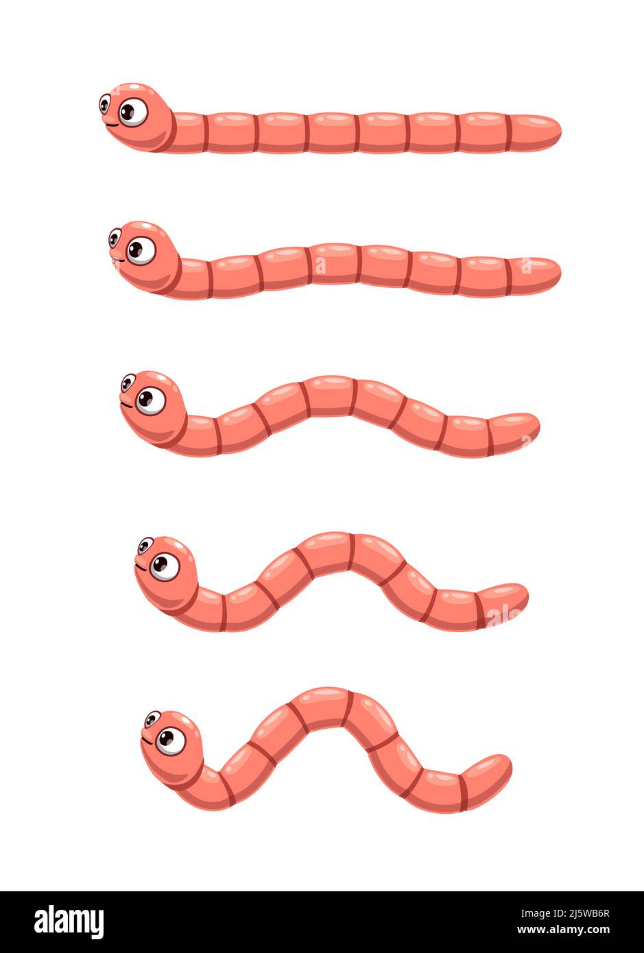Ver de dessin animé. Animation de rampement earthworm, vecteur ...
