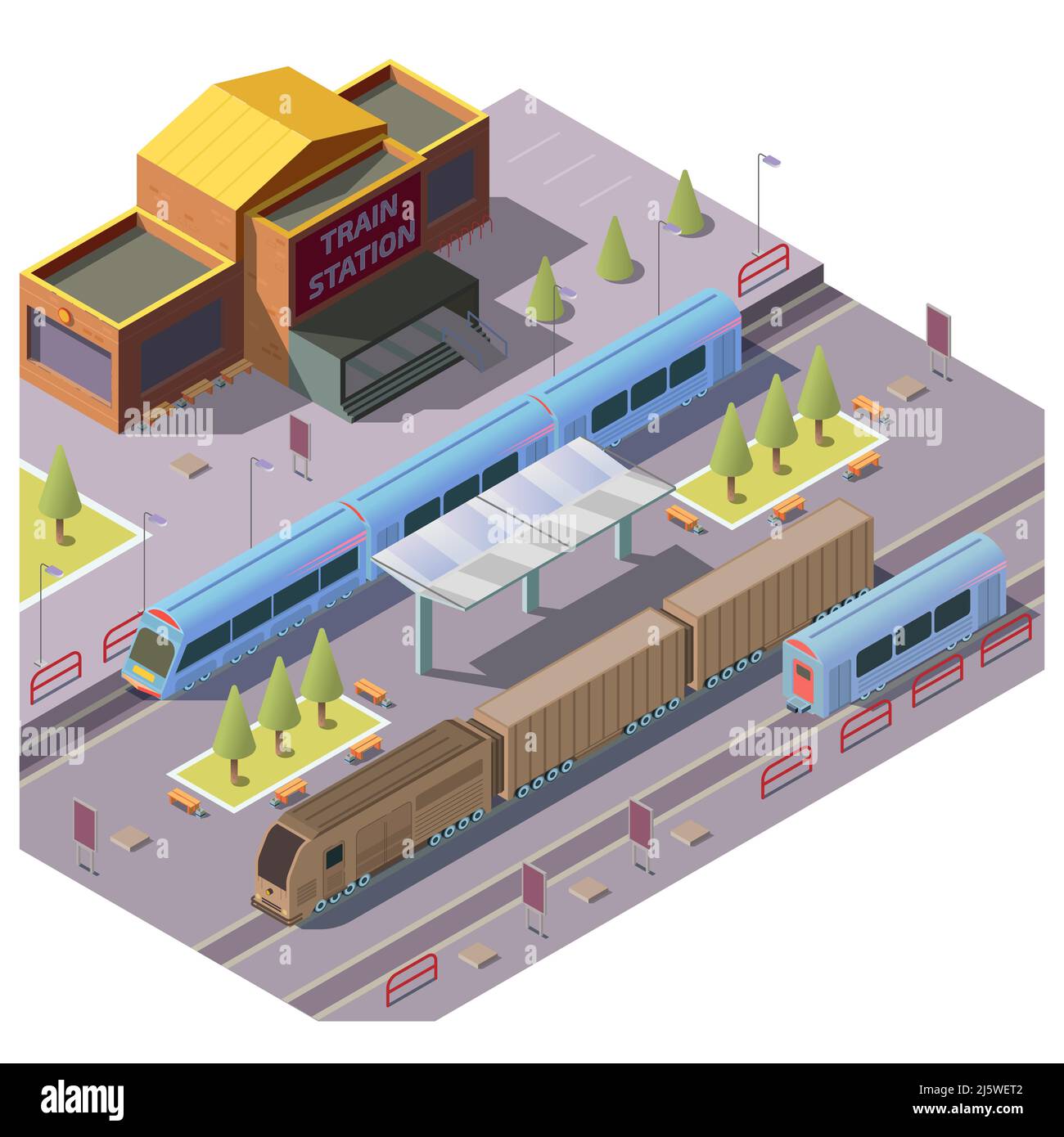 Train tirant en gare Banque d'images vectorielles - Alamy