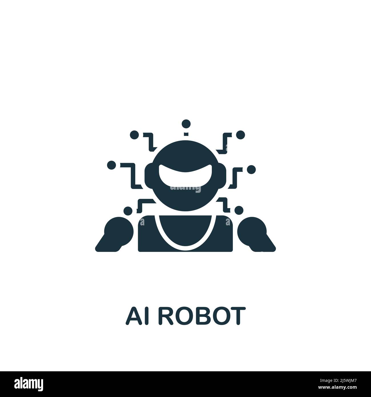 Icône robot ai. Monochrome simple Artificial Intelligence icône pour modèles, web design et ...