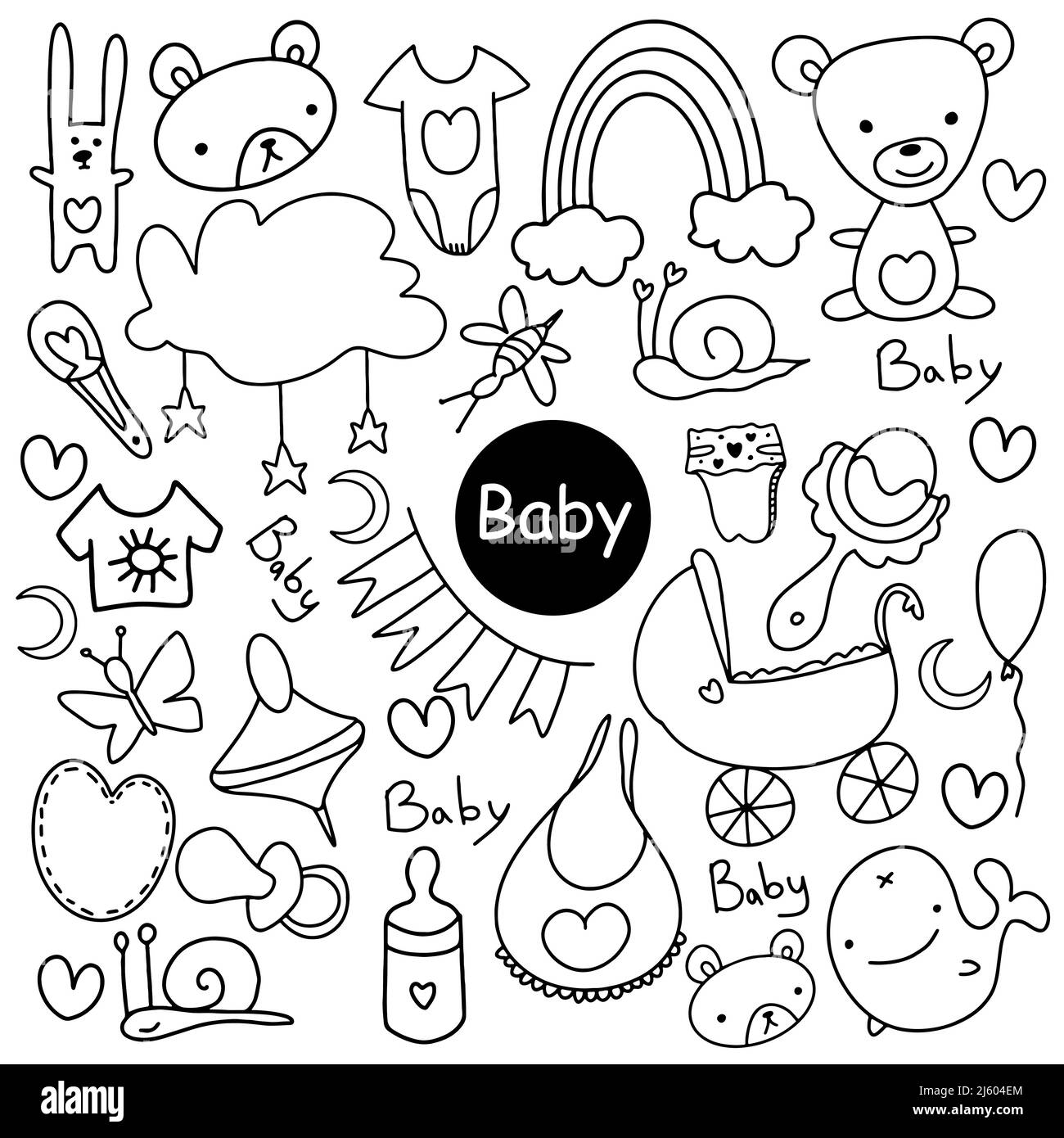 Vecteur De Pieds De Bébé Banque Dimages Noir Et Blanc Alamy