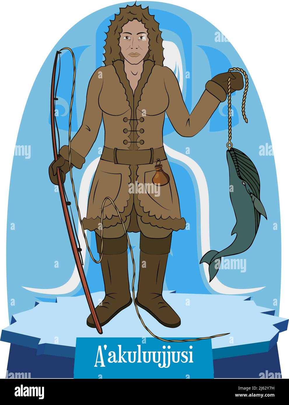 Vecteur d'illustration isolé d'inuit, déité mythique esquimau. A ...