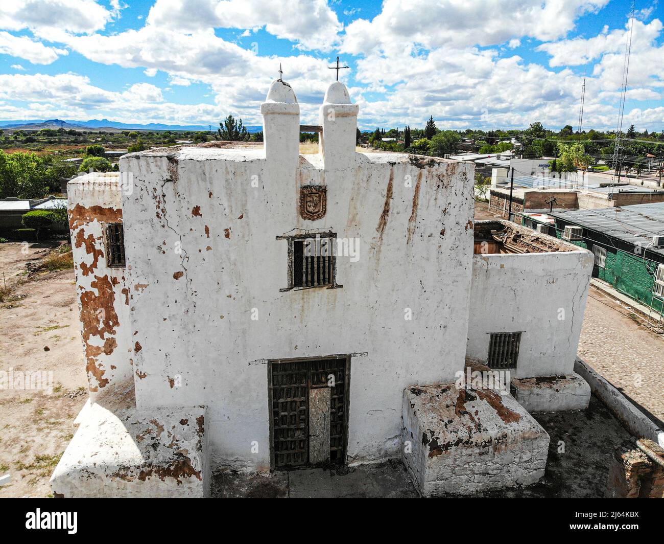Vue aérienne de la mission de Nuestra Señora de la Soledad de los Janos ...