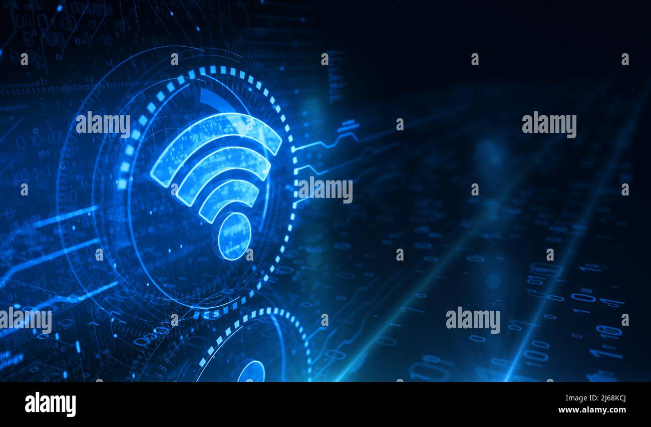 Concept numérique symbole de la technologie de communication mobile et de réseau sans fil WiFi ...