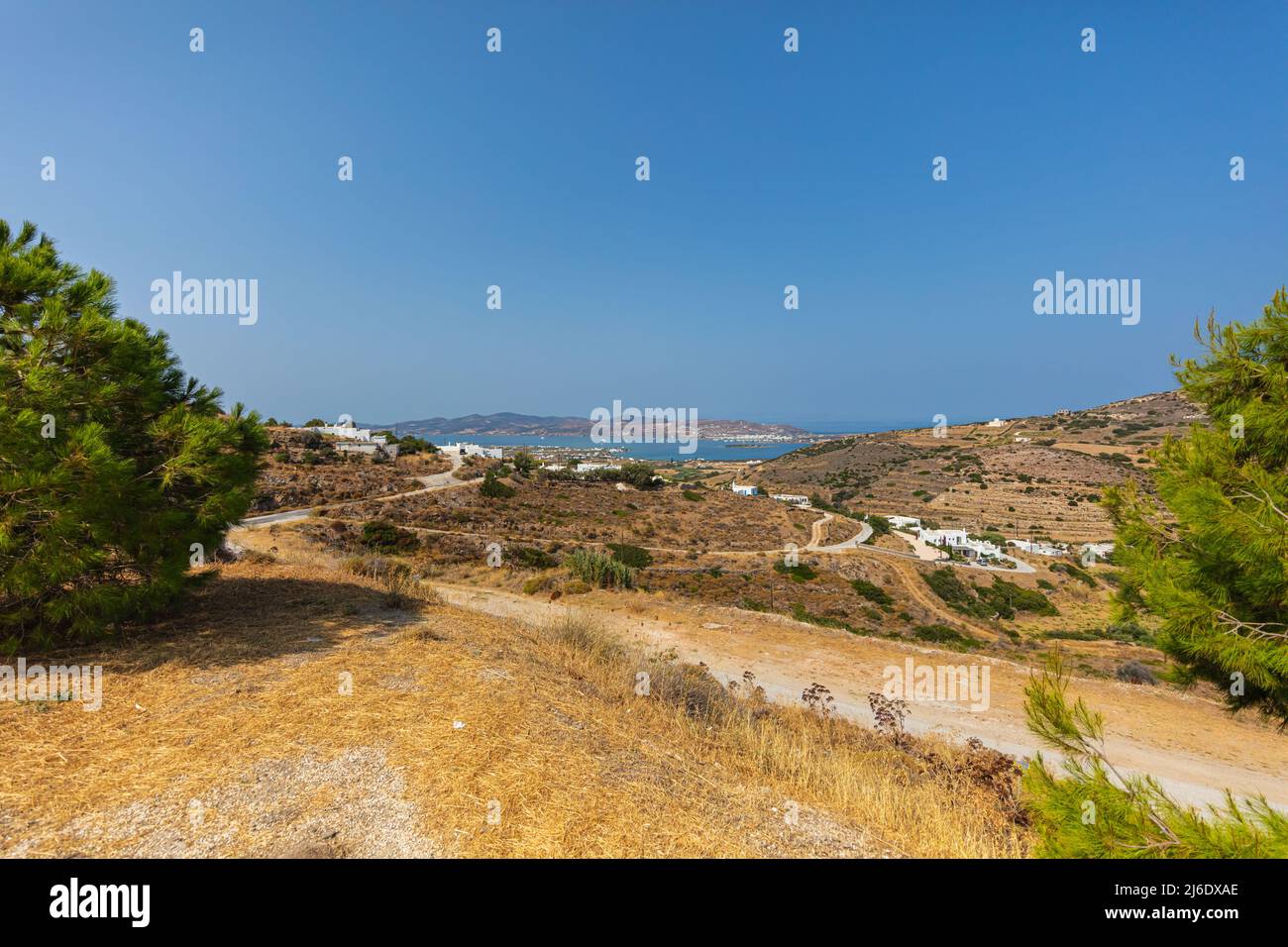 Vue panoramique grand angle sur a dans l'archipel des cyclades, Paros ...