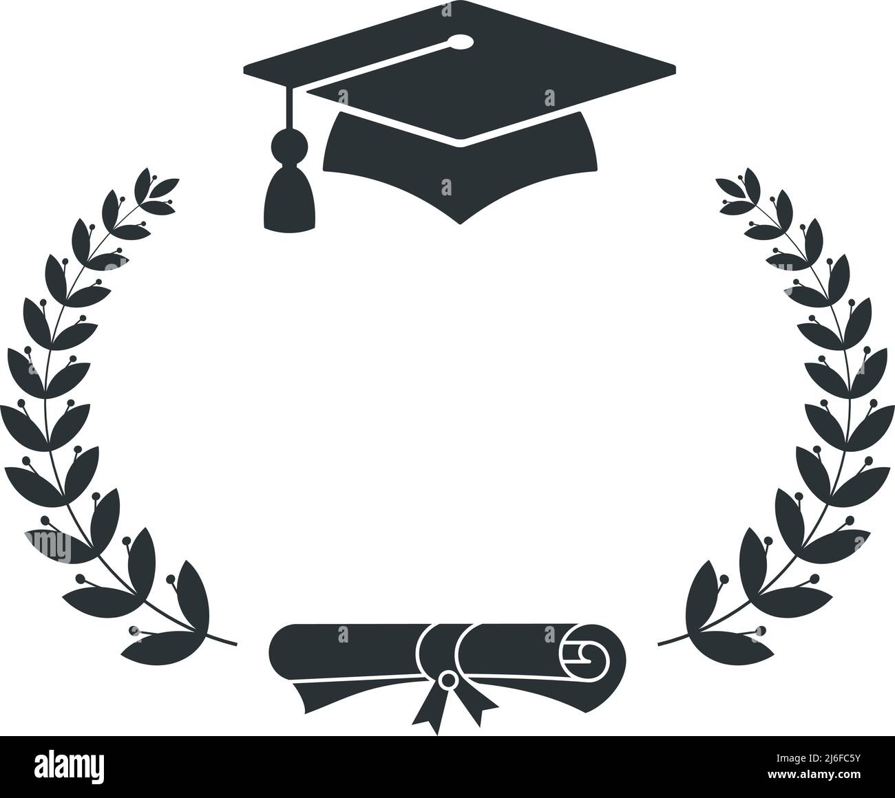 Logo de la remise des diplômes. Chapeau de jeune diplômé d'université ...