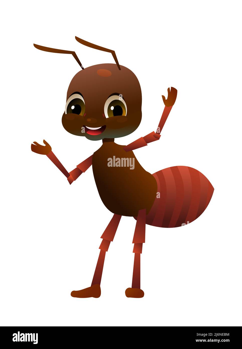 Fourmi. Brun Objet faune. Petit insecte drôle. Joli dessin animé. Isolé ...