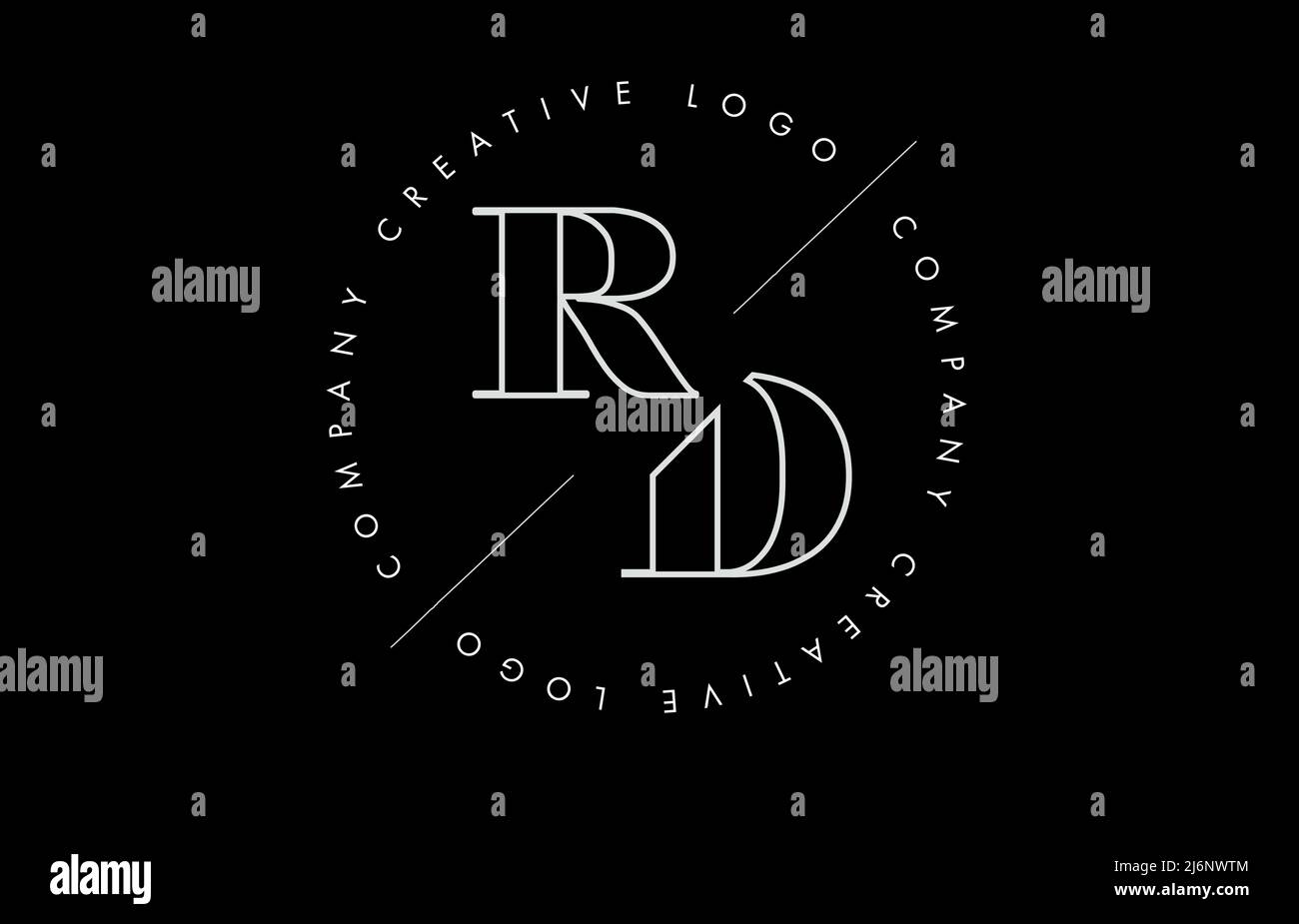 Contour du logo de la lettre RD r d avec motif coupé et entrecroisé et ...