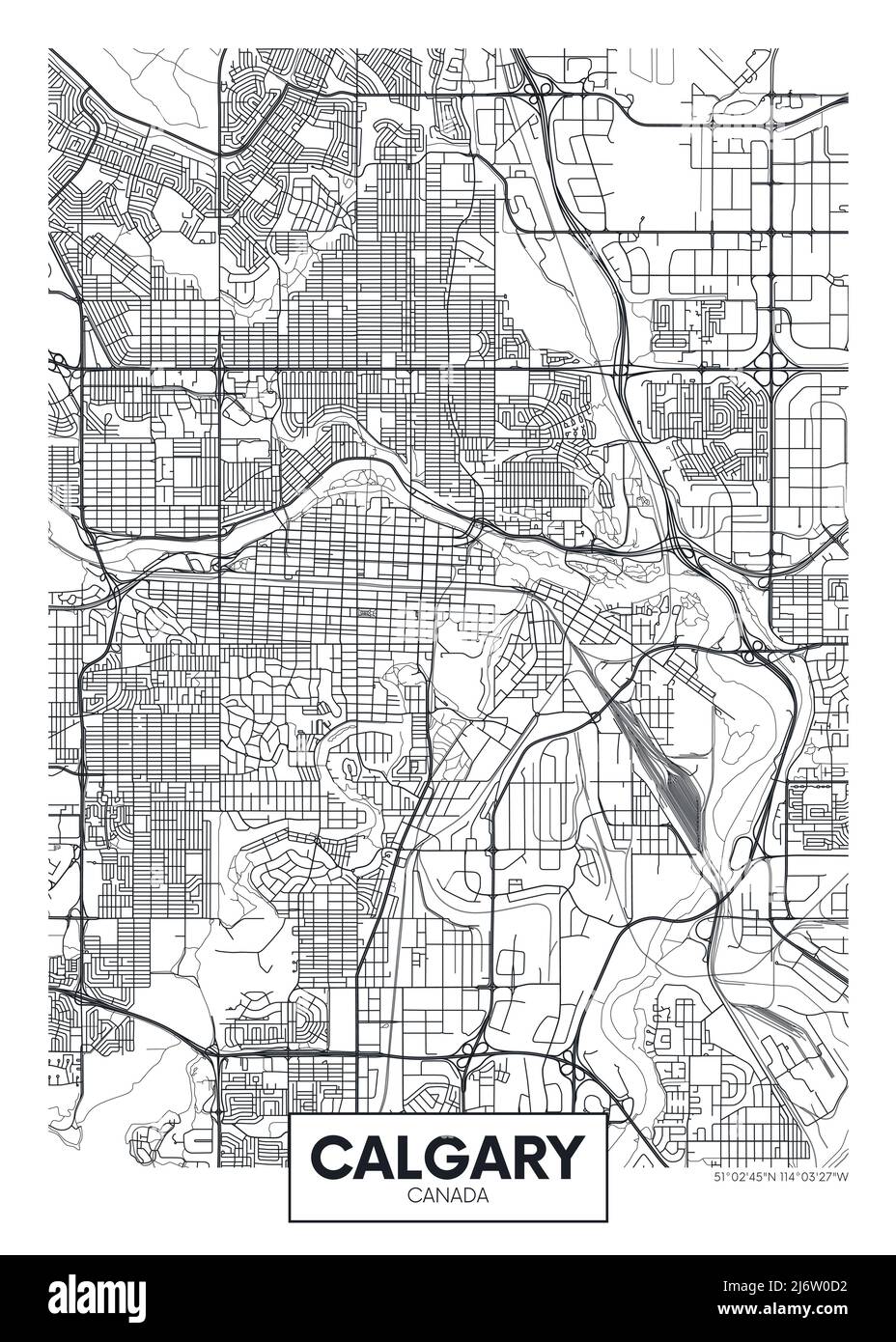 Plan de la ville Calgary, motif poster vecteur de voyage Image ...