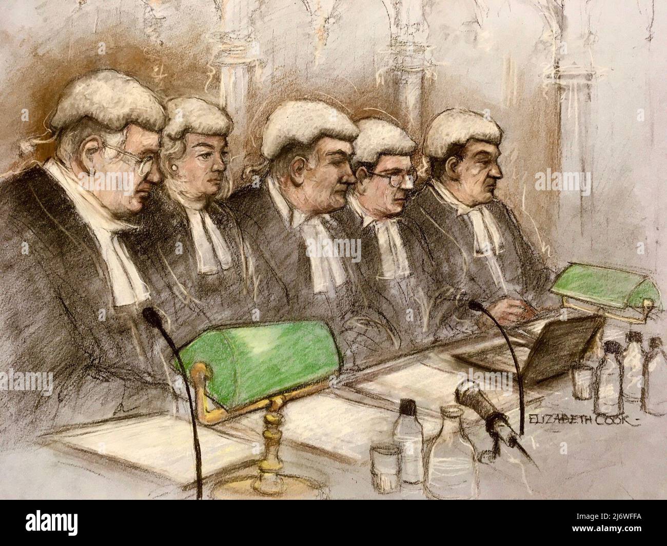 Croquis de l'artiste de la Cour par Elizabeth Cook de Lord Chief ...