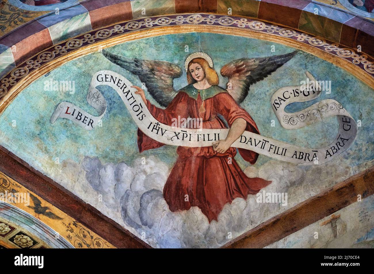 Angelo di San Matteo Evangelista - affresco - Floriano Ferramola - 1524 - Brescia, Sacello di S ...