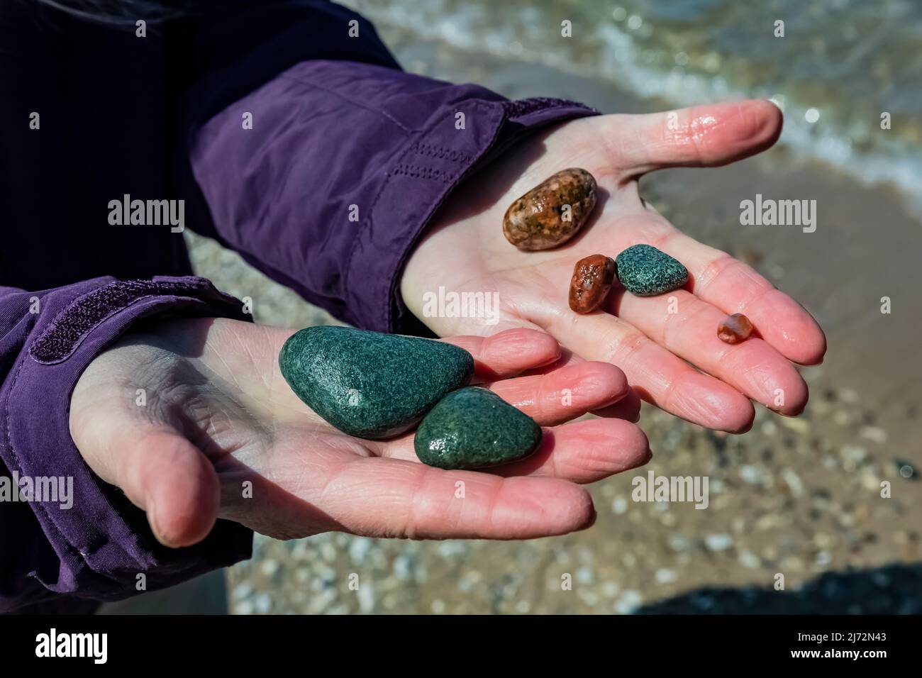 Vous cherchez des pierres colorées polies par les vagues au parc de la ...