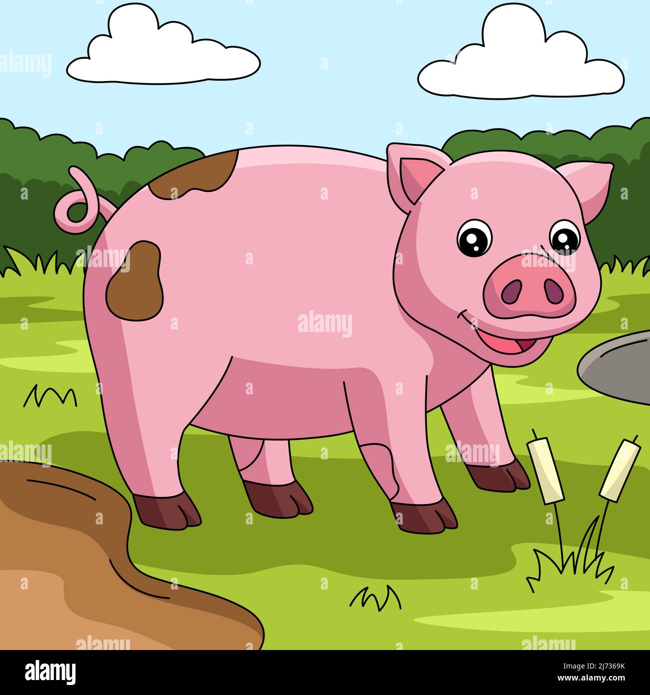 Illustration d'une ferme de dessin animé de porc Image Vectorielle ...