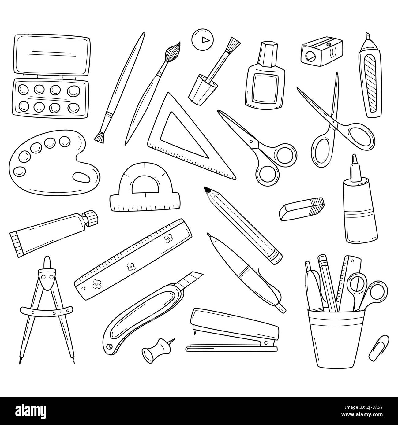 Design school tools doodle art Banque de photographies et d’images à ...