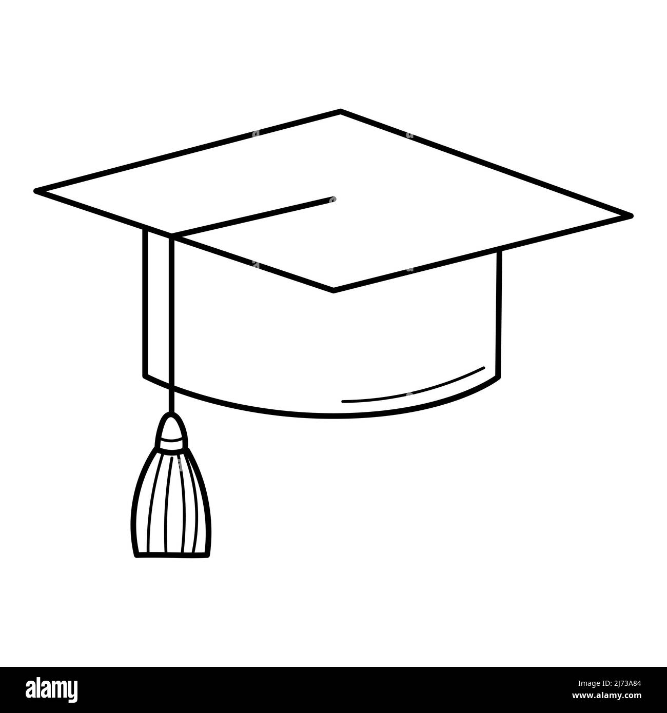 Chapeau de diplômé. Style Doodle. Le symbole de la graduation ...