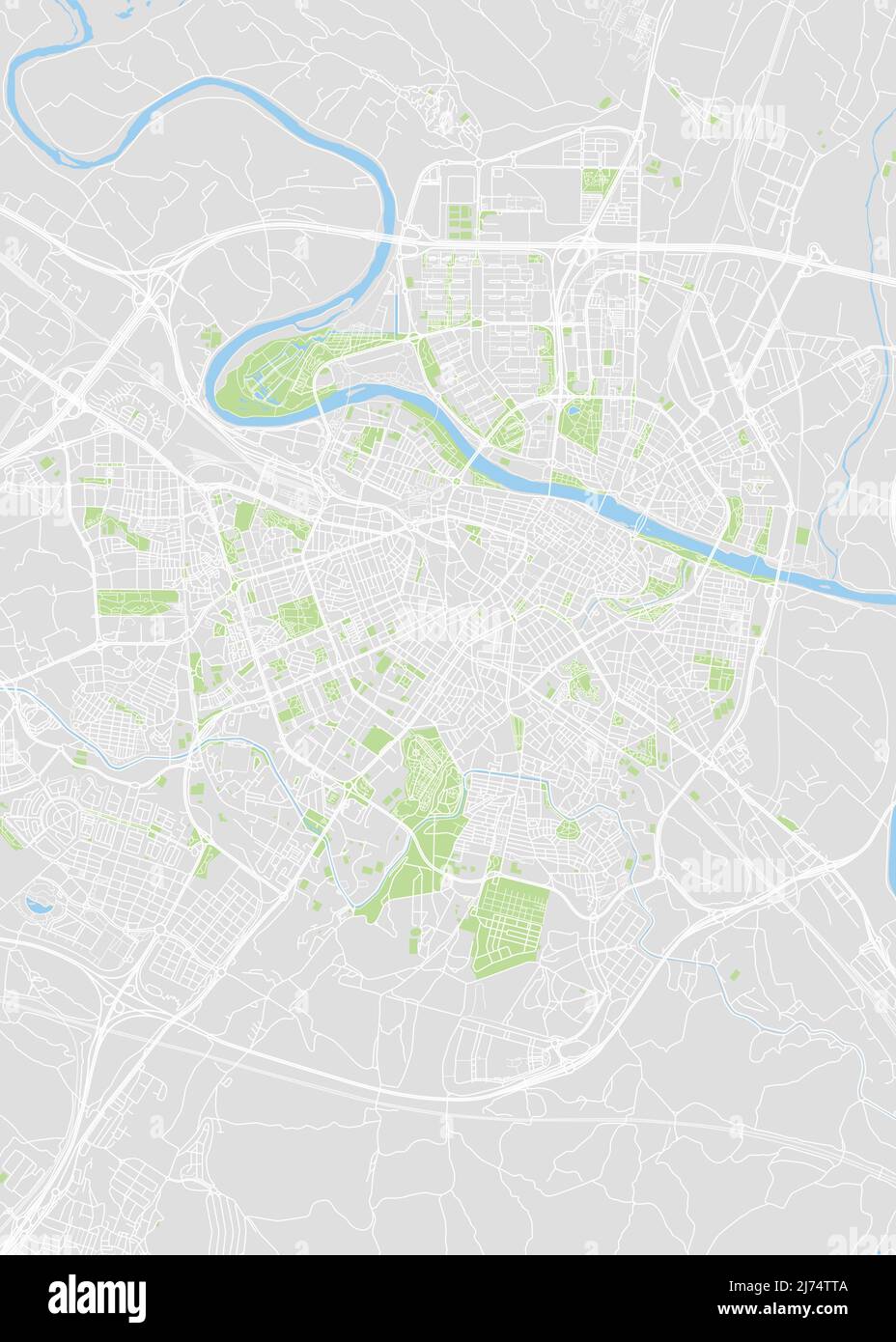Plan de la ville de Saragosse, plan détaillé en couleur, illustration ...