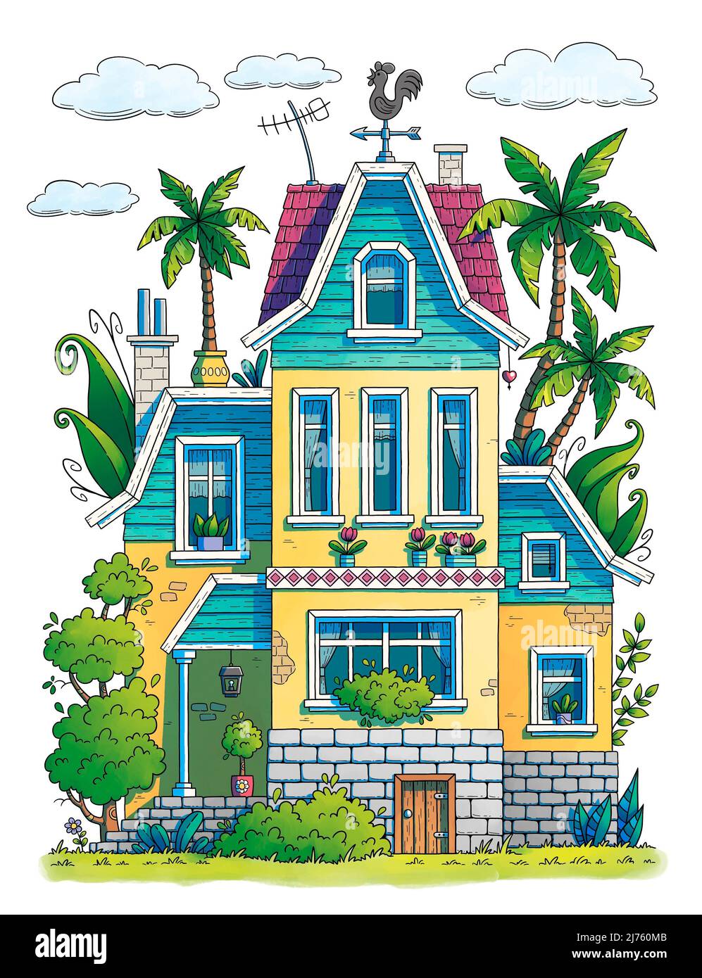 Maison à colombages peinte en vert Banque de photographies et d’images ...