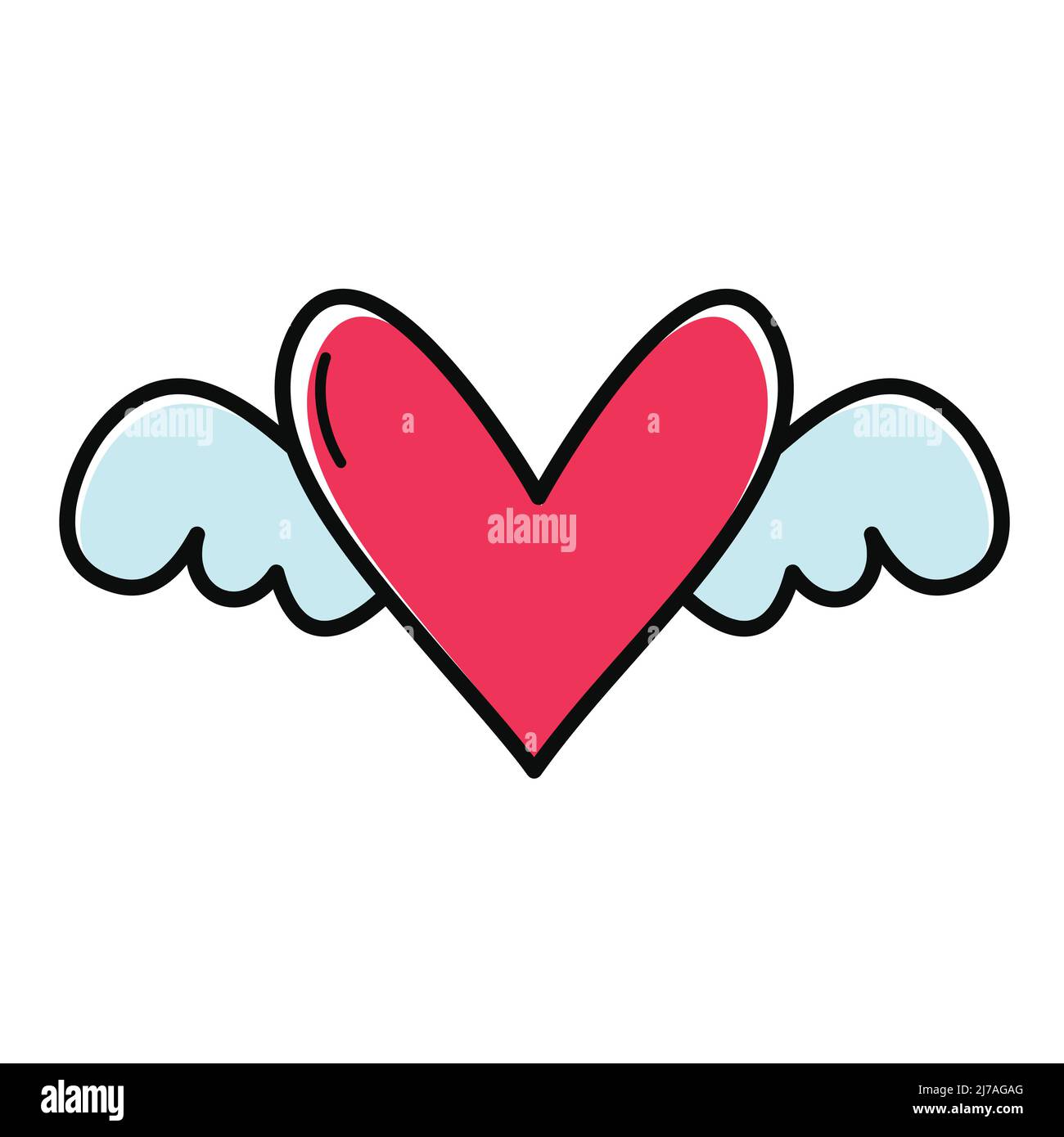 Coeur avec ailes vecteur isolé sur fond blanc. Icône en forme de coeur ...