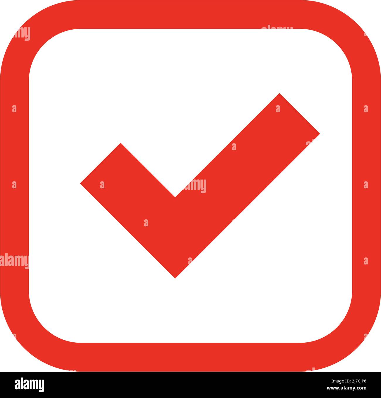 Icône de case à cocher rouge. Confirmation et authentification. Vecteur ...