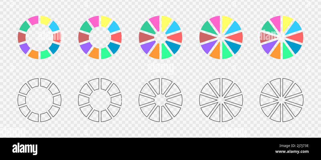 Graphiques en beignets divisés en 10 sections multicolores et ...