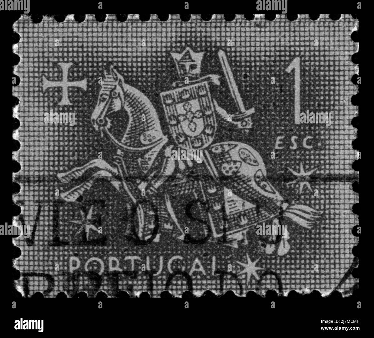 Postage stamp portugal Banque d'images noir et blanc - Alamy