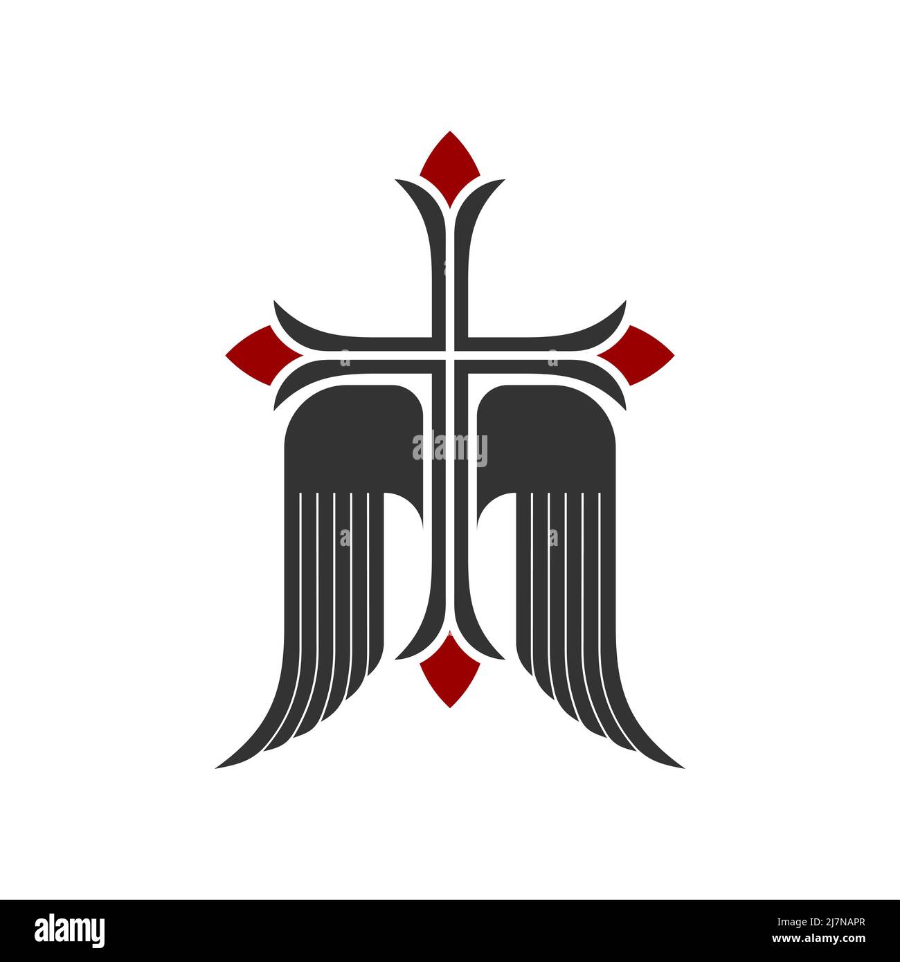 Symbole chrétien. Logo Vector. Croix de Jésus-Christ et ailes - un ...