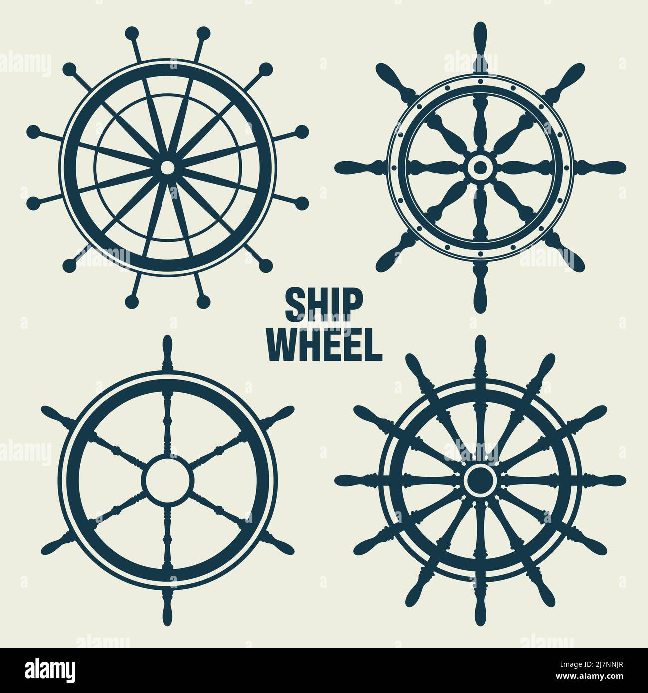 Collection de volants vintage.Navire, symbole roue rétro yacht.Icône de barre nautique.Élément ...