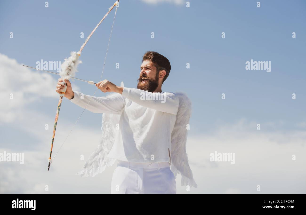 Anges avec ailes tenant l'arc et la flèche.Bonne Saint Valentin.Saint ...