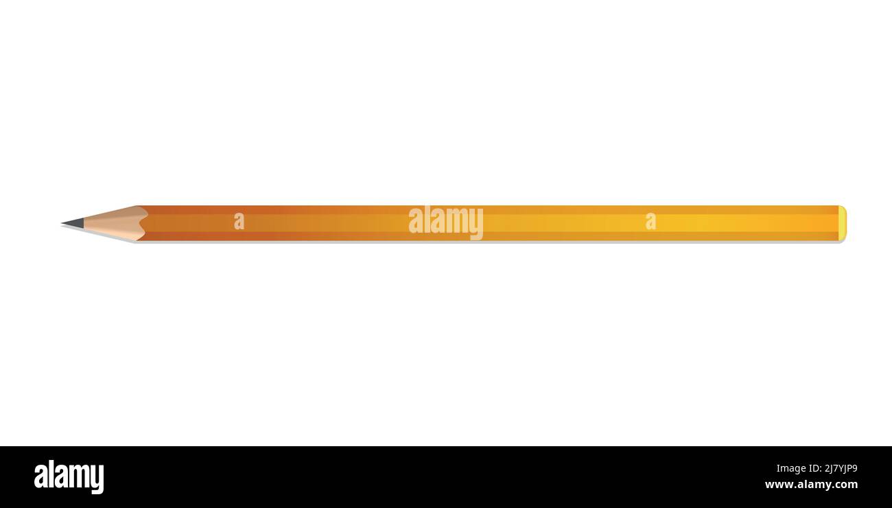 Crayon jaune réaliste en bois avec gomme en caoutchouc. Crayons nets ...