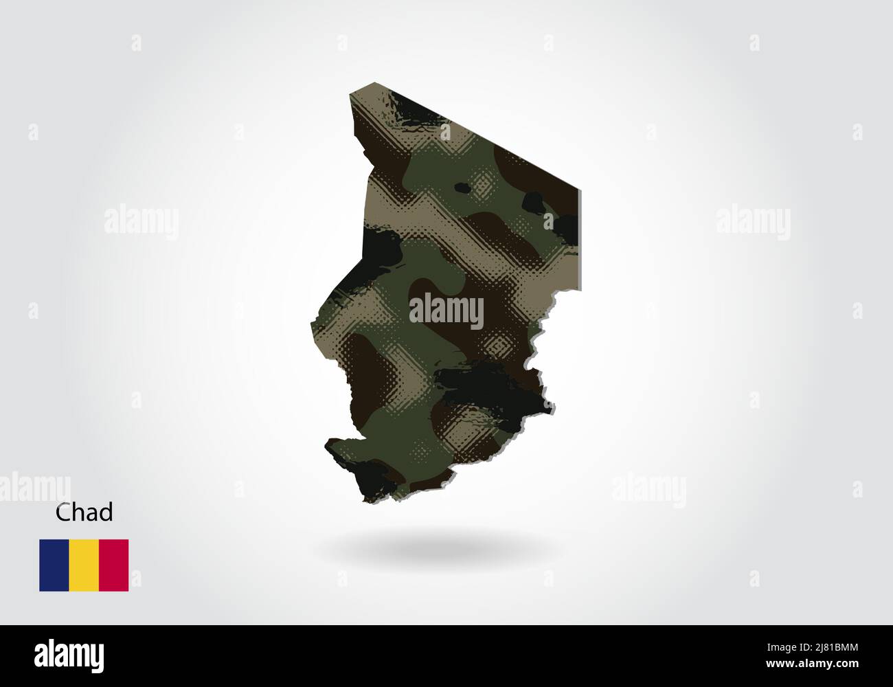 carte du tchad avec motif camouflage, forêt - texture verte dans la ...
