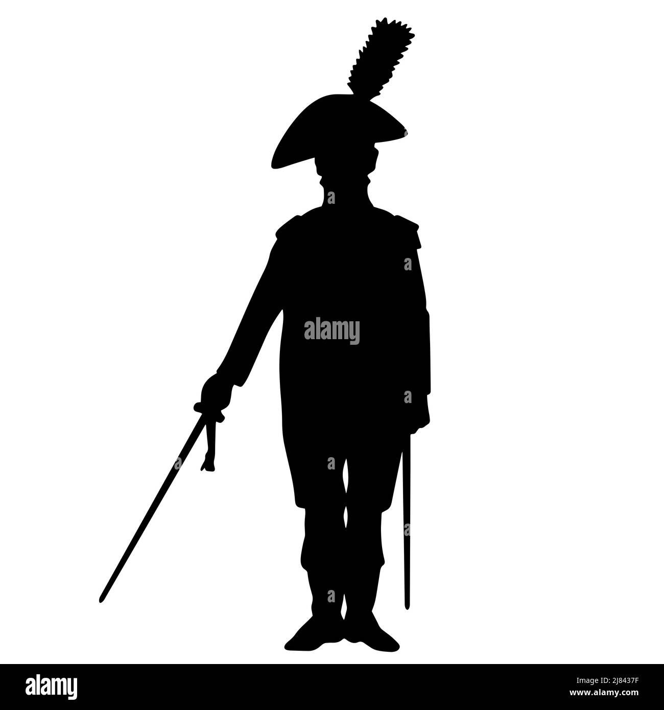 Un soldat de l'armée de Napoléon. Un grenadier avec un fusil marche à l ...