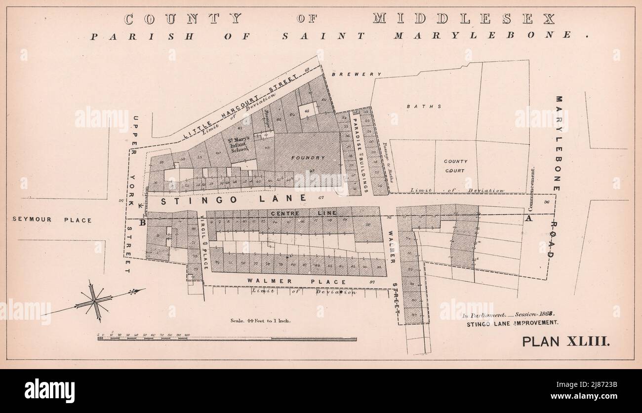 Marylebone street map 19th century Banque de photographies et d’images ...